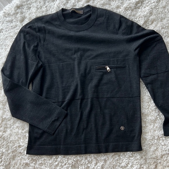 Louis Vuitton | Sweaters | Louis Vuitton Mens Black Sweater With Silver ...